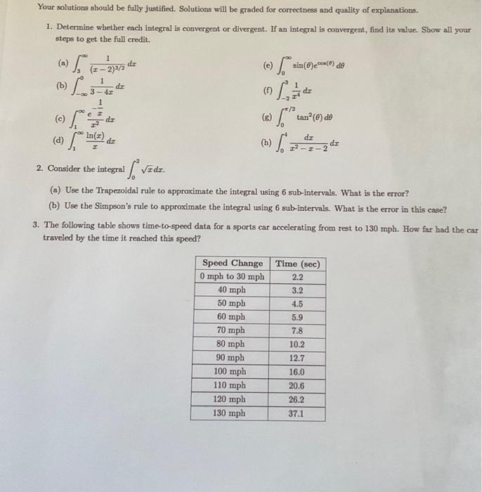 Solved Your solutions should be fully justified. Solutions | Chegg.com