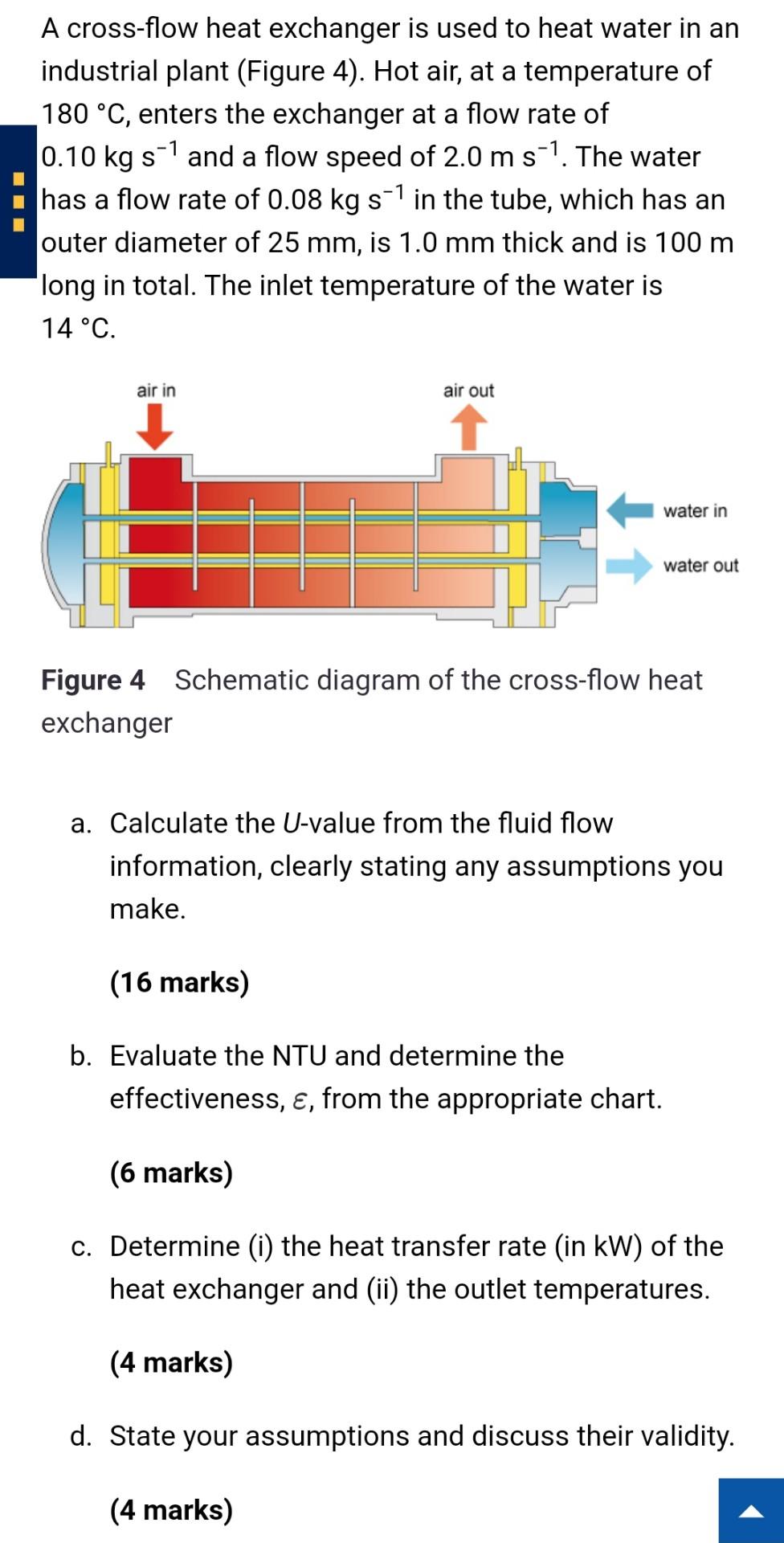 Solved A cross-flow heat exchanger is used to heat water in | Chegg.com