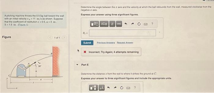 Solved A pitching machine throws the 0.5-kg ball toward the | Chegg.com