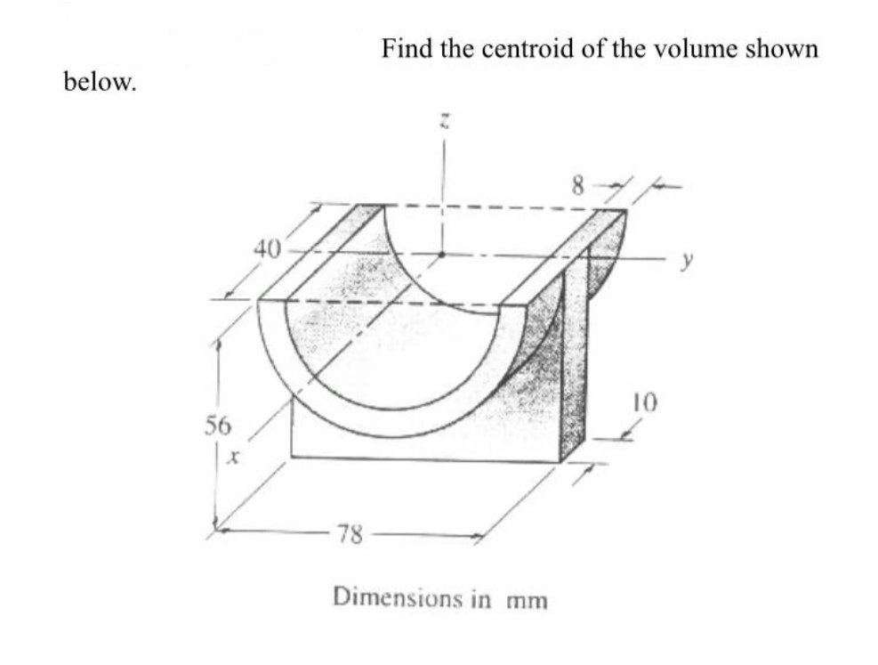Solved Find the centroid of the volume shownbelow. Please | Chegg.com