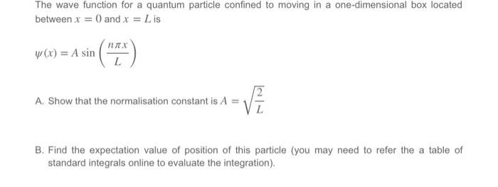 Solved The wave function for a quantum particle confined to | Chegg.com