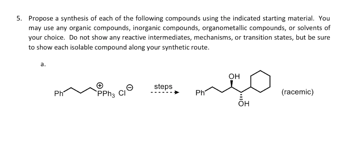 Solved Propose a synthesis for the following compound USING | Chegg.com
