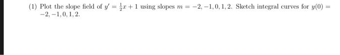 Solved (1) Plot the slope field of y′=21x+1 using slopes | Chegg.com