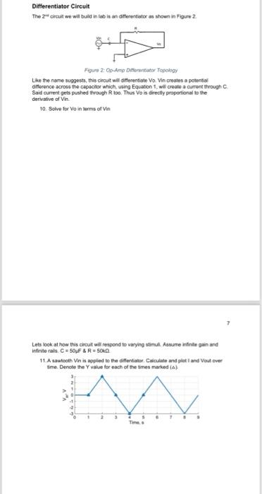 Solved Differentiator Circuit The 2−1 circult we wal buhd in | Chegg.com