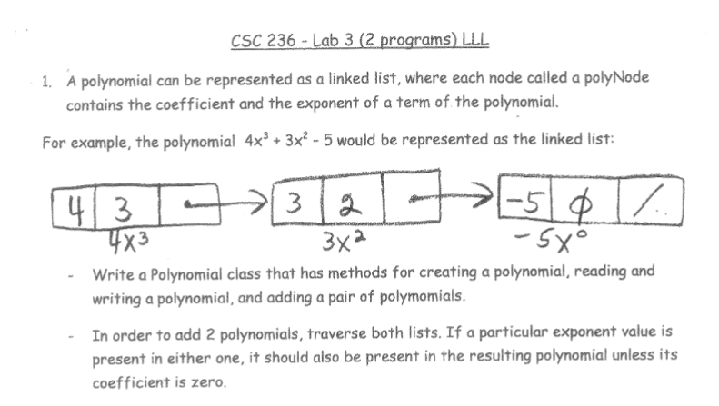 Solved CSC 236 - ﻿Lab 3 (2 ﻿programs) LLLWrite a java code | Chegg.com