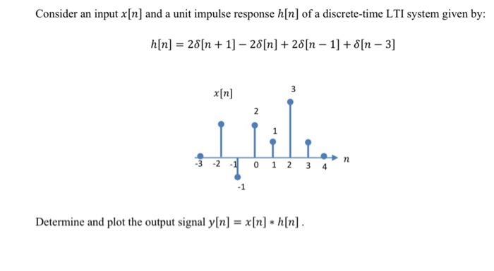 Solved Consider an input x[n] and a unit impulse response | Chegg.com