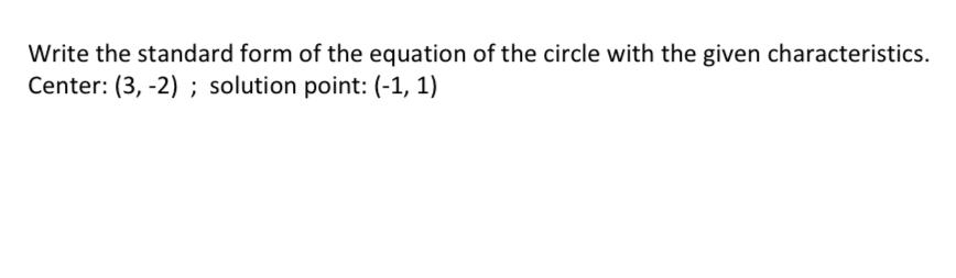 Solved Write the standard form of the equation of the circle | Chegg.com