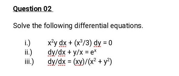 Solved home work question for differential equation | Chegg.com