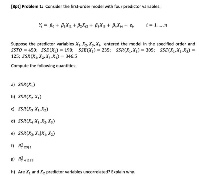[8pt] Problem 1: Consider the first-order model with | Chegg.com