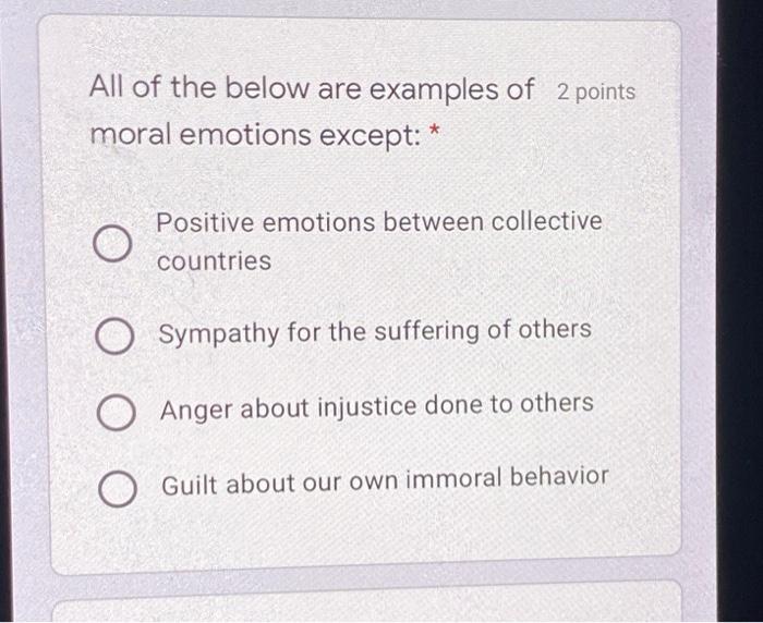 Solved All of the below are examples of 2 points moral | Chegg.com