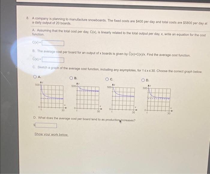 Solved 1. Tine.average cost per board for an output of x | Chegg.com