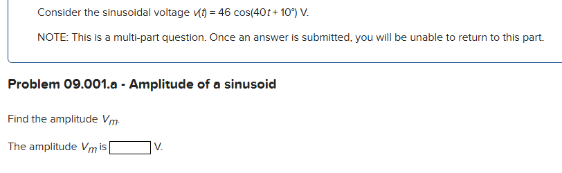 Solved Problem 09.001.a - ﻿Amplitude of ﻿a sinusoidFind the | Chegg.com