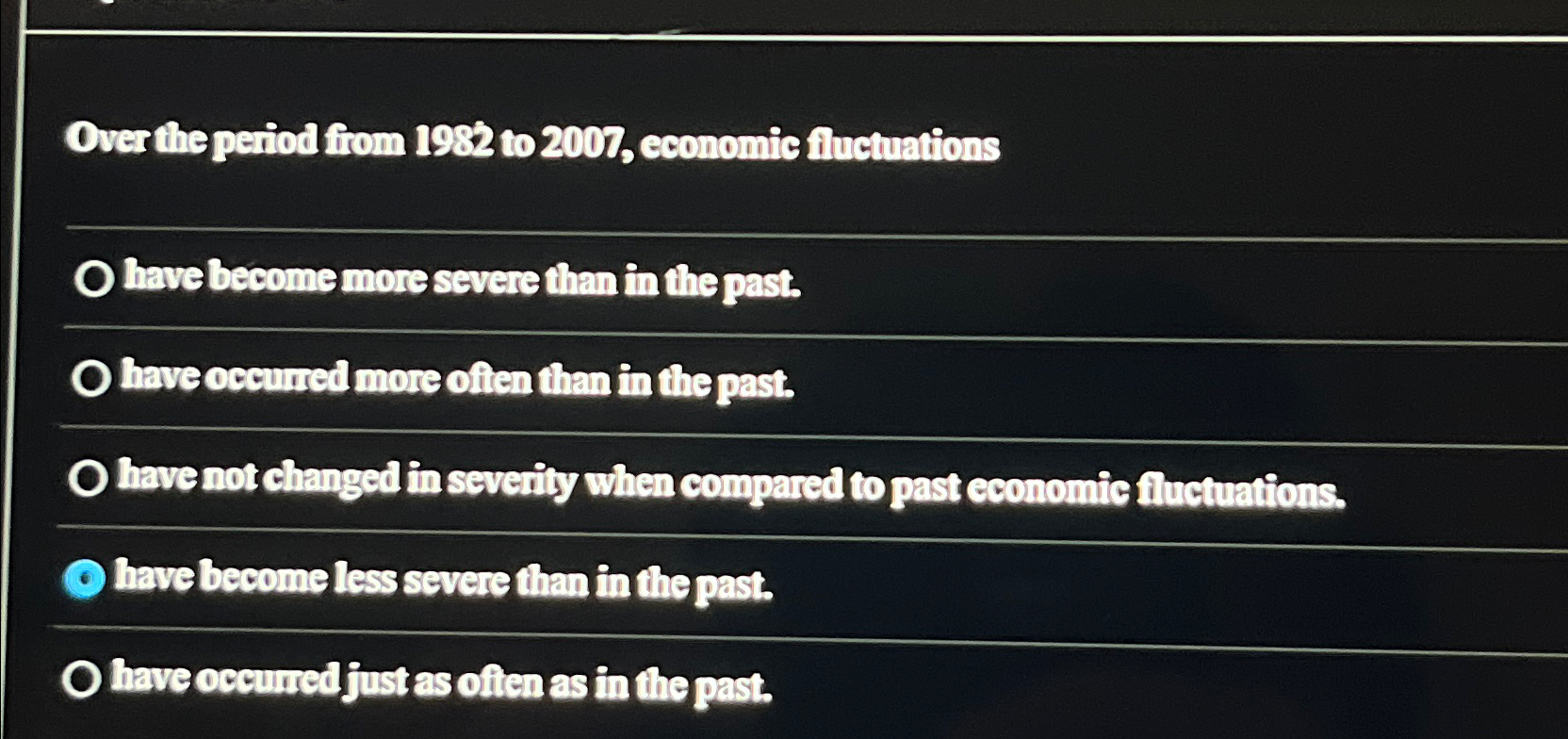 Solved Over the period from 1982 ﻿to 2007 , ﻿economic | Chegg.com