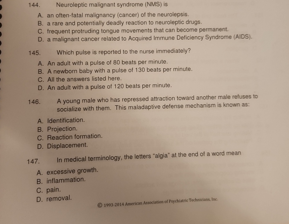 Solved Neuroleptic malignant syndrome (NMS) ﻿isA. ﻿an | Chegg.com