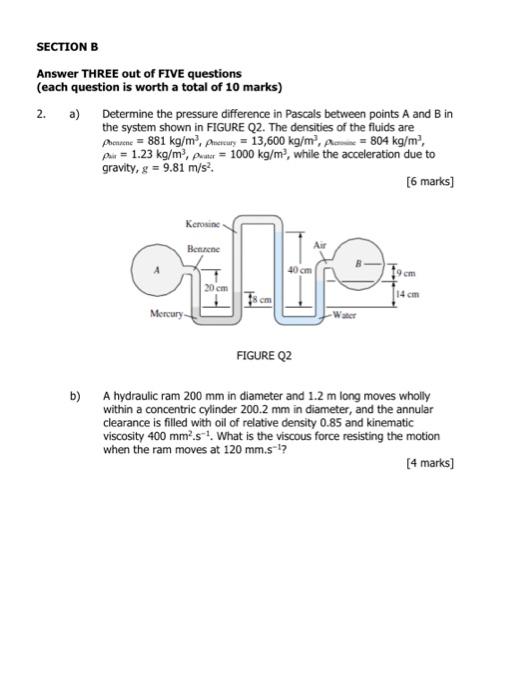 Solved a) Determine the pressure difference in Pascals | Chegg.com