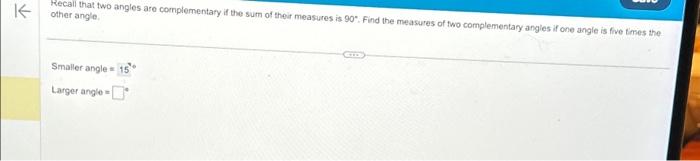 Solved K Recall that two angles are complementary if the sum | Chegg.com