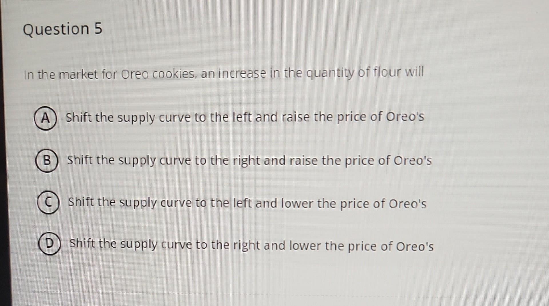 Solved In the market for Oreo cookies, an increase in the | Chegg.com