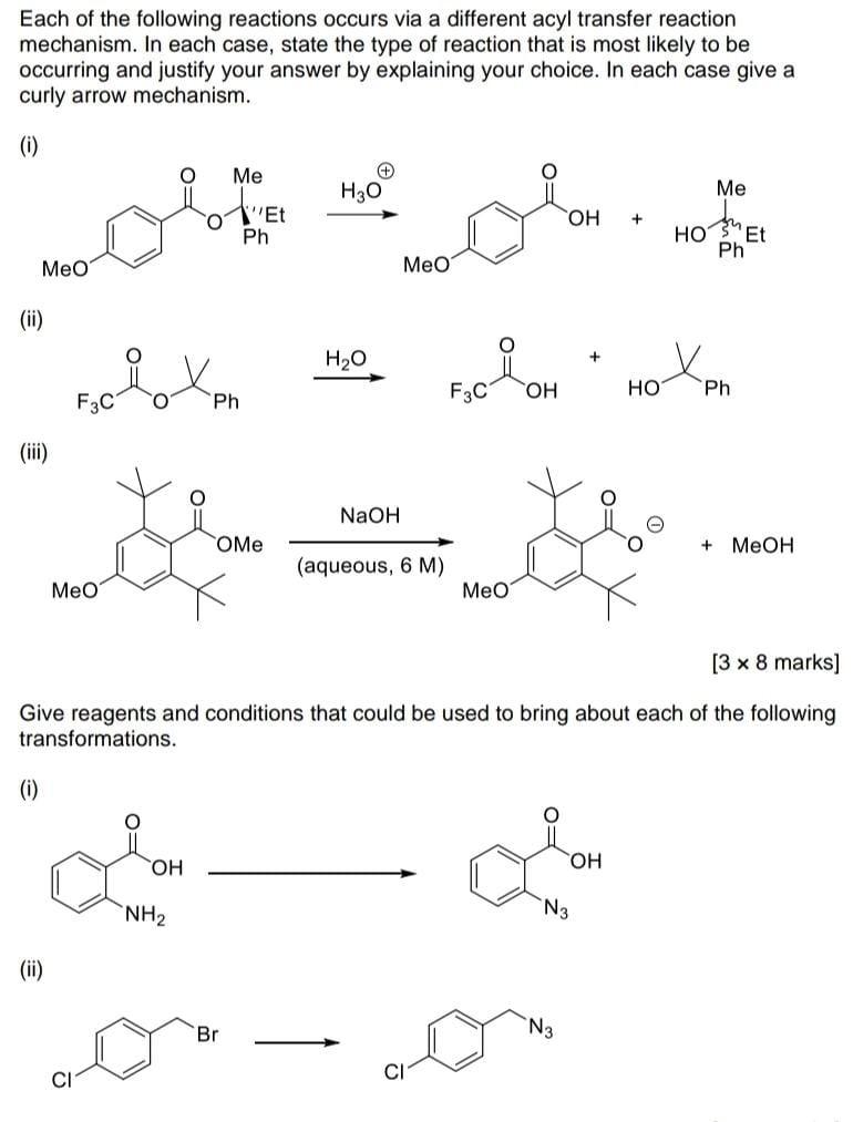 Solved Each of the following reactions occurs via a | Chegg.com