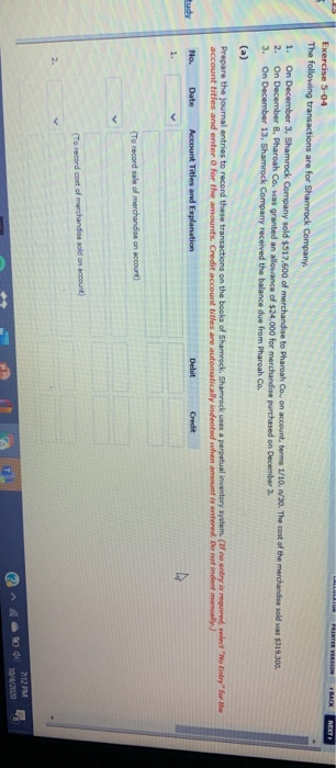 Solved LLLLL PRINTER VERSION BACK MENTI Exercise 5-04 The | Chegg.com