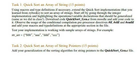 Solved Tasks 1 Implement Quick Sort For An Array Of String