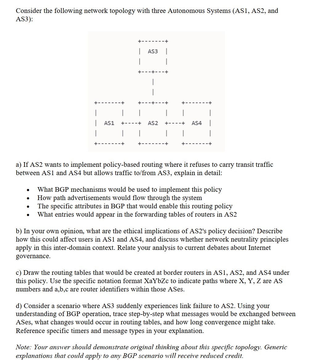 Solved Consider the following network topology with three | Chegg.com