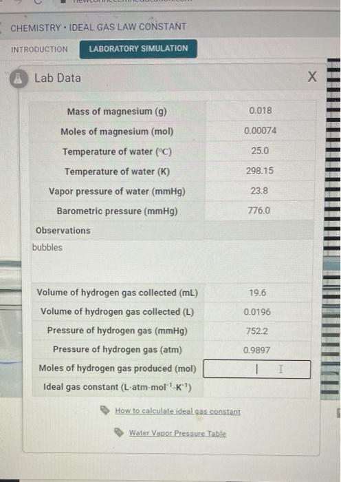 Solved CHEMISTRY - IDEAL GAS LAW CONSTANT INTRODUCTION | Chegg.com