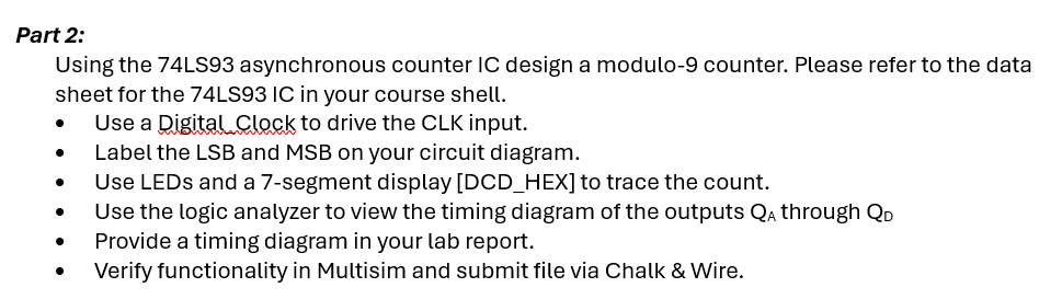 Solved Part 2using The 74ls93 ﻿asynchronous Counter Ic 