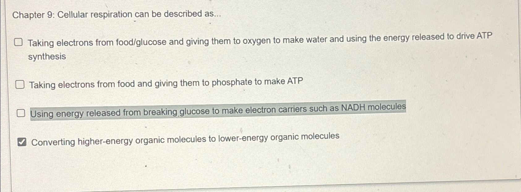 Solved Chapter 9: Cellular respiration can be described | Chegg.com