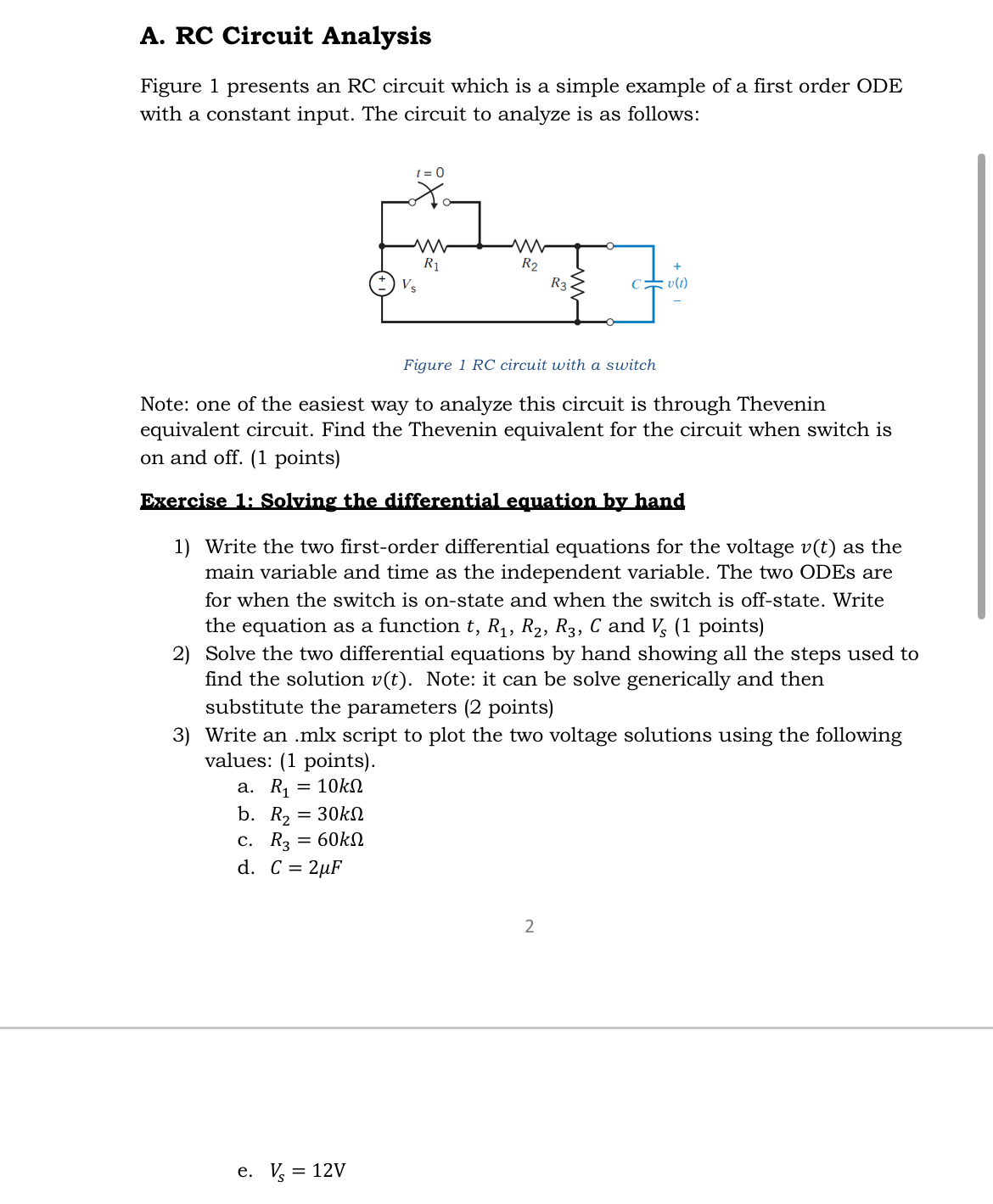 Solved A. ﻿RC Circuit AnalysisFigure 1 ﻿presents an RC | Chegg.com