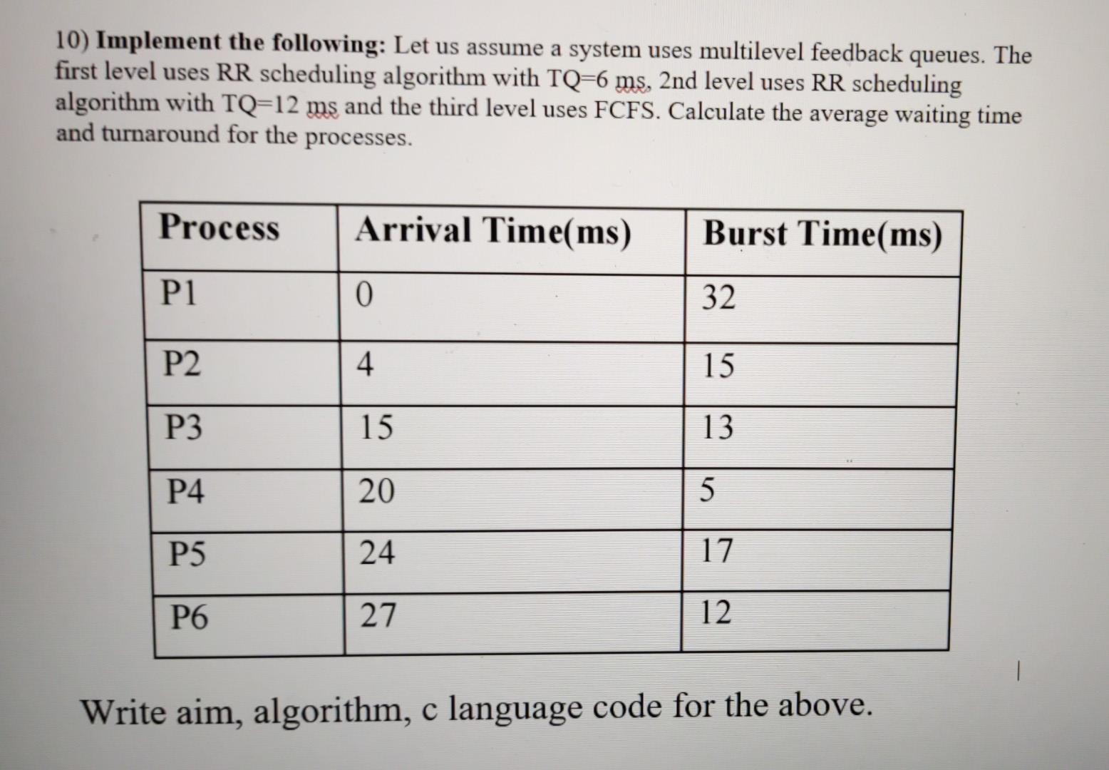 Solved 10) Implement the following: Let us assume a system | Chegg.com