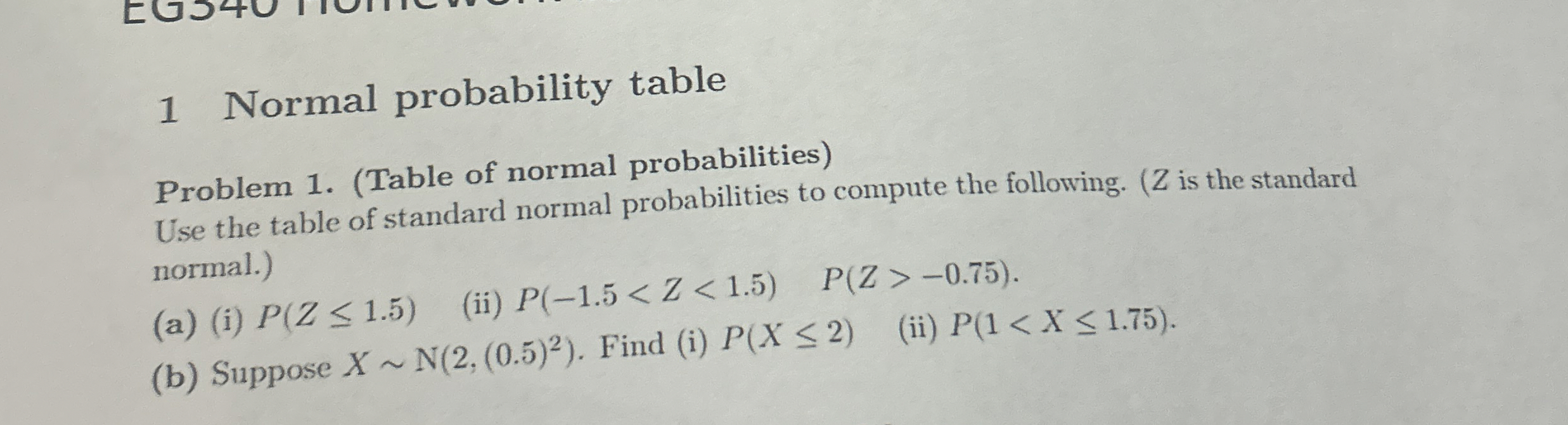 1 ﻿Normal probability tableProblem 1. (Table of | Chegg.com