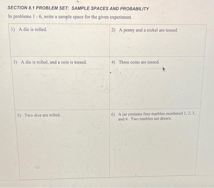 Solved SECTION 8.1 PROBLEM SET: SAMPLE SPACES AND | Chegg.com Solved SECTION 8.1 PROBLEM SET: SAMPLE SPACES AND | Chegg.com