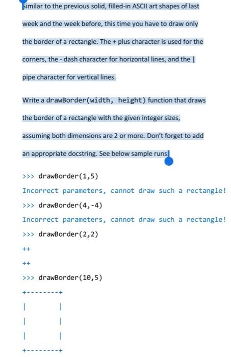Solved pimilar to the previous solid, filled-in ASCII art | Chegg.com