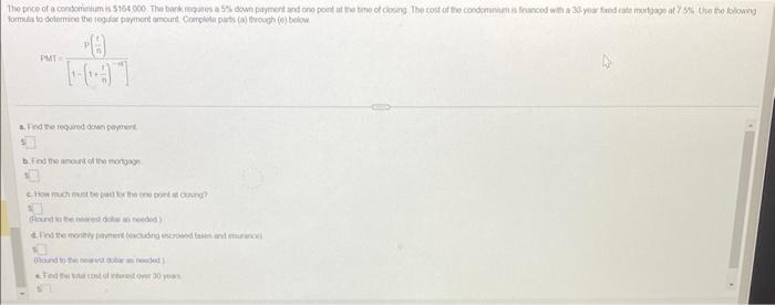 Solved PMT =[1−(1+n1)−n]P(nt) A. Find twe lequird down | Chegg.com