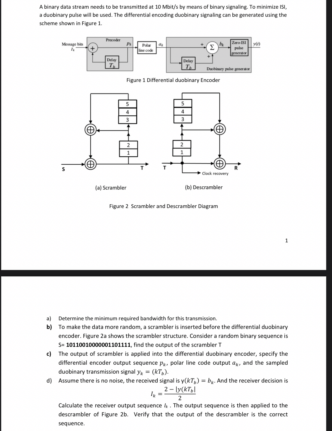 Solved A binary data stream needs to be transmitted at | Chegg.com