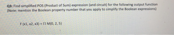 Solved Q3: Find simplified POS (Product of Sum) expression | Chegg.com