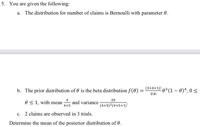 Solved You are given the following: a. The distribution for | Chegg.com