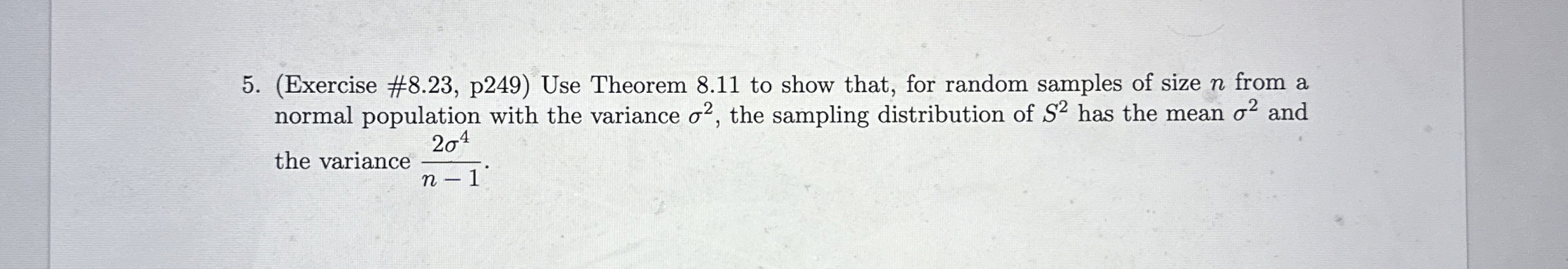 Solved (Exercise #8.23, ﻿p249) ﻿Use Theorem 8.11 ﻿to show | Chegg.com