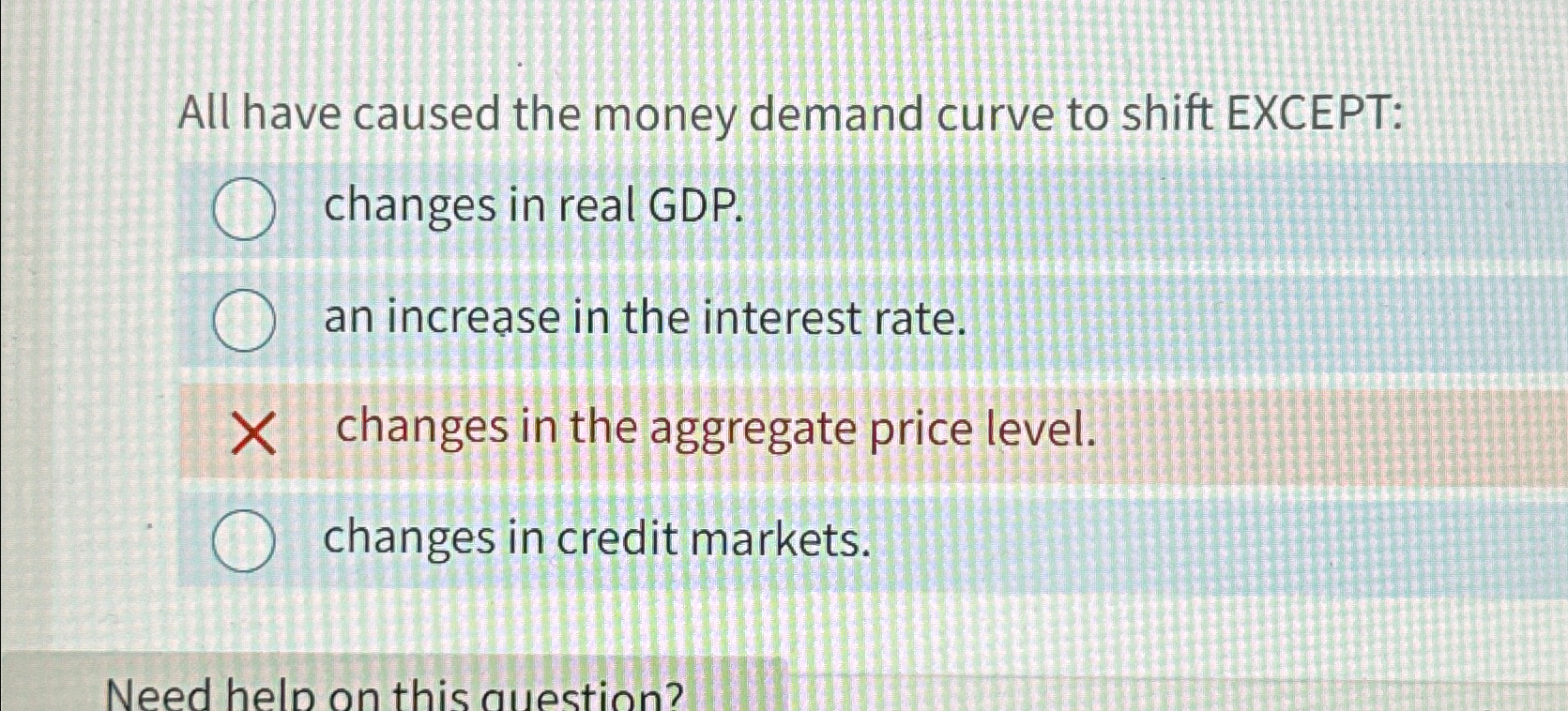 Solved All have caused the money demand curve to shift | Chegg.com