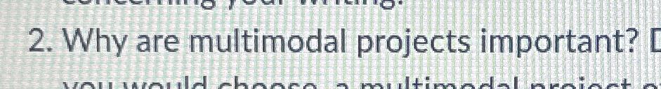 Solved Why are multimodal projects important? | Chegg.com