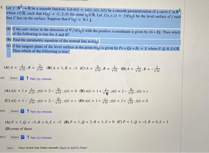 Solved -: Let FR3 R be a smooth function. Let r(t) = | Chegg.com