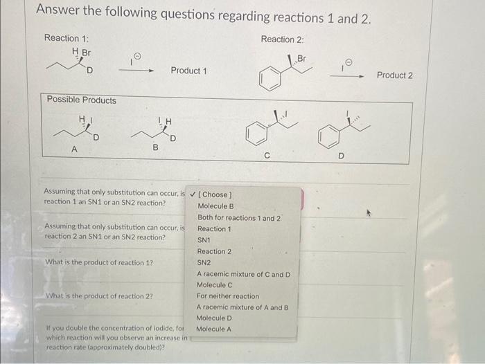 Solved Answer the following questions regarding reactions 1 | Chegg.com
