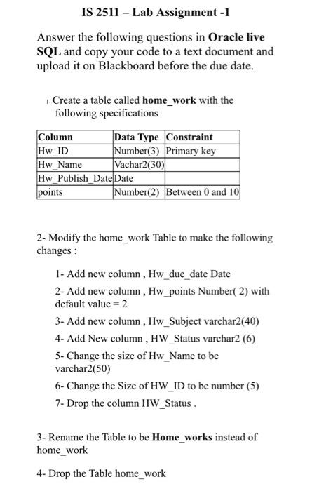Solved Answer the following questions in Oracle live SQL and | Chegg.com