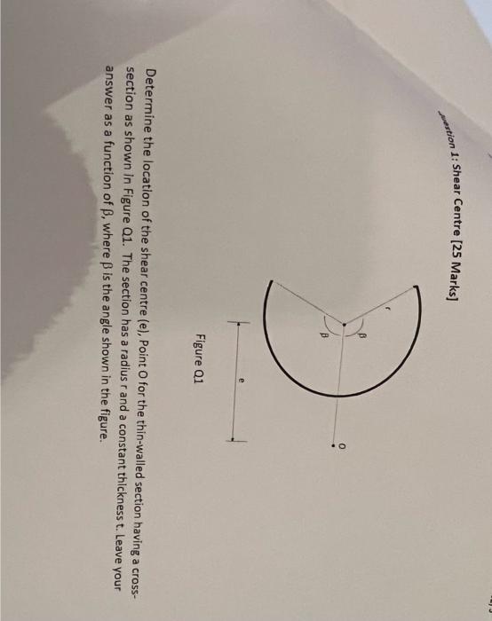 pestion 1: Shear Centre [25 Marks] Figure Q1 | Chegg.com