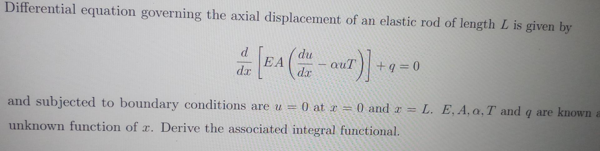 Solved Differential equation governing the axial | Chegg.com