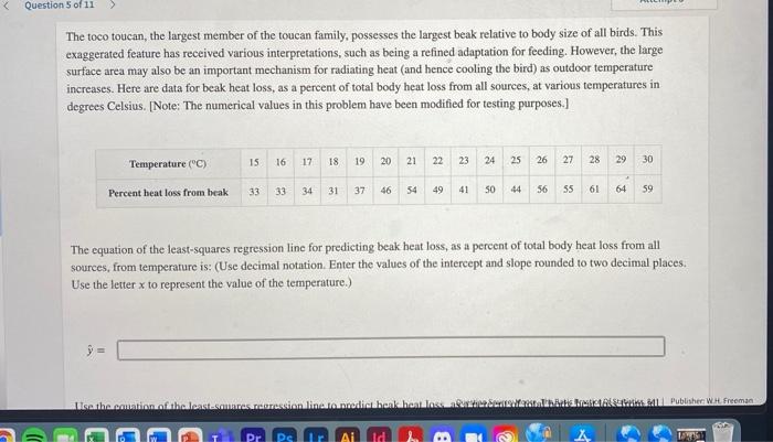 Solved Questions of 11 The toco toucan, the largest member | Chegg.com