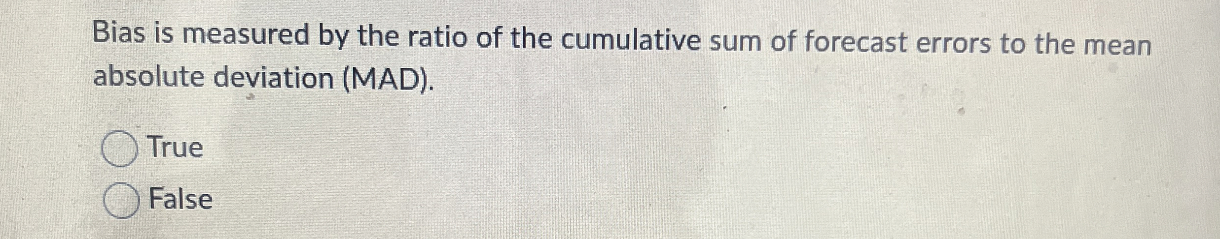Solved Bias is measured by the ratio of the cumulative sum | Chegg.com