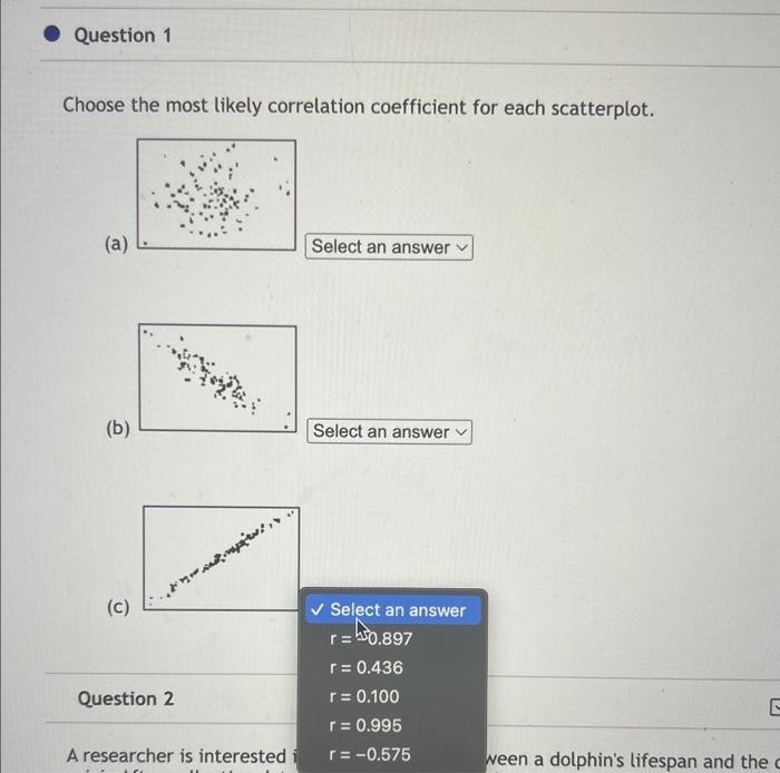 Solved Question 1 Choose the most likely correlation | Chegg.com