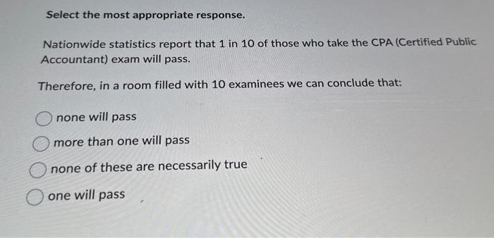 Solved Select the most appropriate response. Nationwide | Chegg.com
