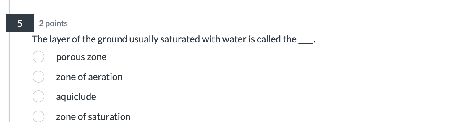 Solved 52 ﻿pointsThe layer of the ground usually saturated | Chegg.com